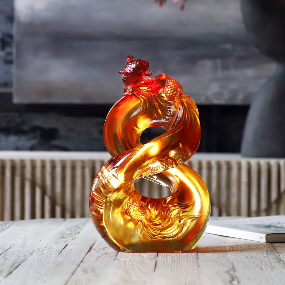 Crystal Koi Fish Figurine, In Unity – LIULI Crystal Art