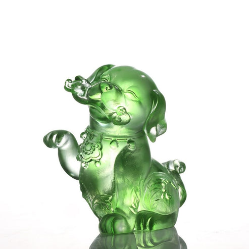 LIULI Crystal, Zodiac Figurine, Year of the Dog | Prosperity Follows W ...