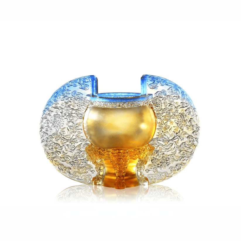 LIULI Crystal Art, Crystal Ding Vessel, Harmony Bears Witness to Brill